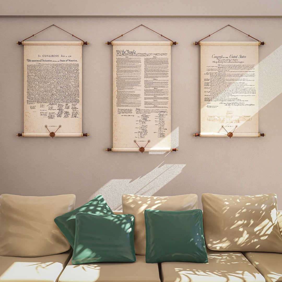 US Constitution Canvas Set: Declaration of Independence & Bill of ...