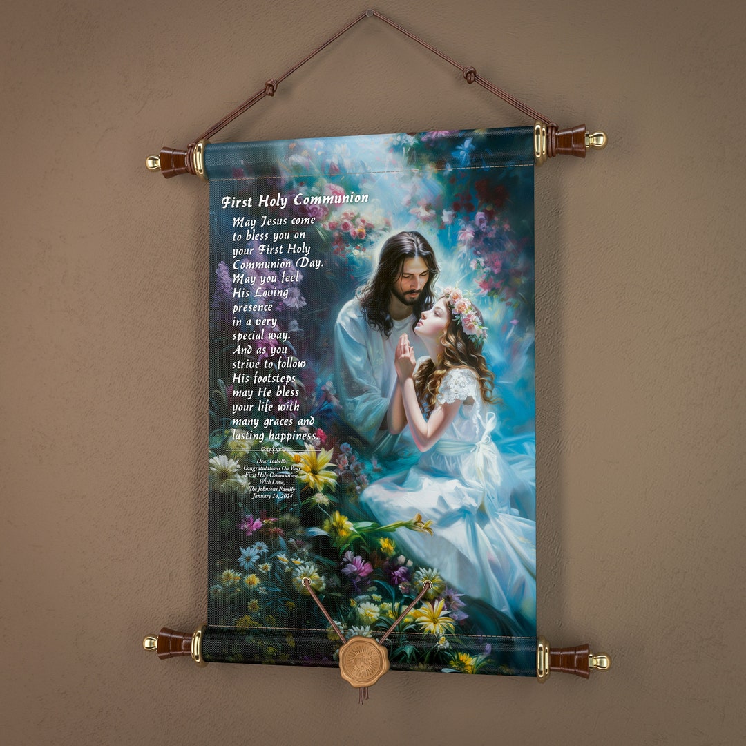 Personalized First Communion Canvas Print for Girls, Custom Canvas ...