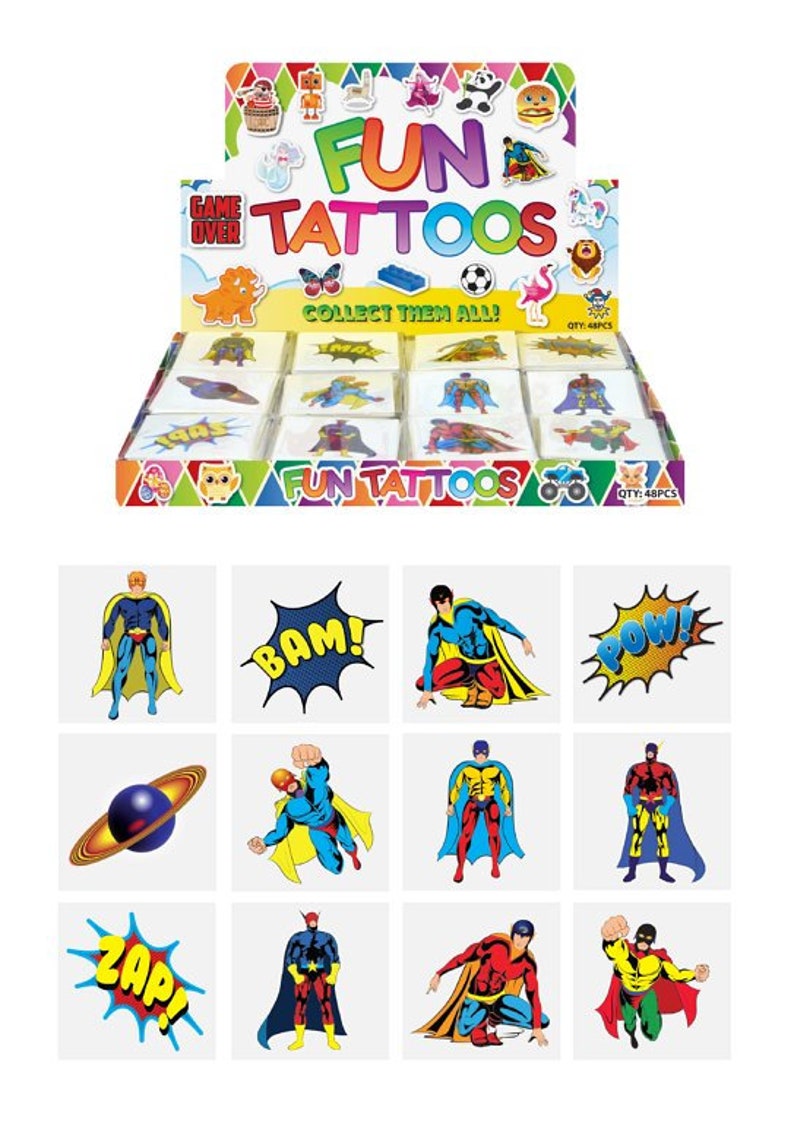 72 Kids TEMPORARY TATTOOS Transfers Boys Girls Childrens Party - Etsy UK