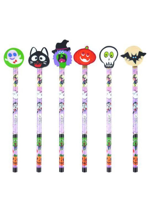 Novelty Halloween Pencils With Eraser Topper Girls Boys Kids - Etsy UK
