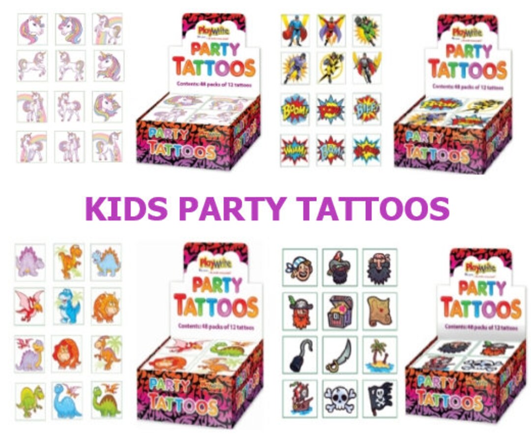 24 TEMPORARY TATTOOS Transfers Kids Party Bag Fillers Favours 11 ...