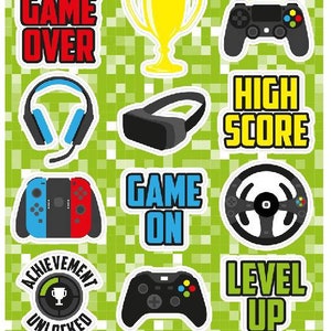 Gamer Gaming Stickers Kids Sticker Sheets Gamer Party Loot Bag Fillers ...