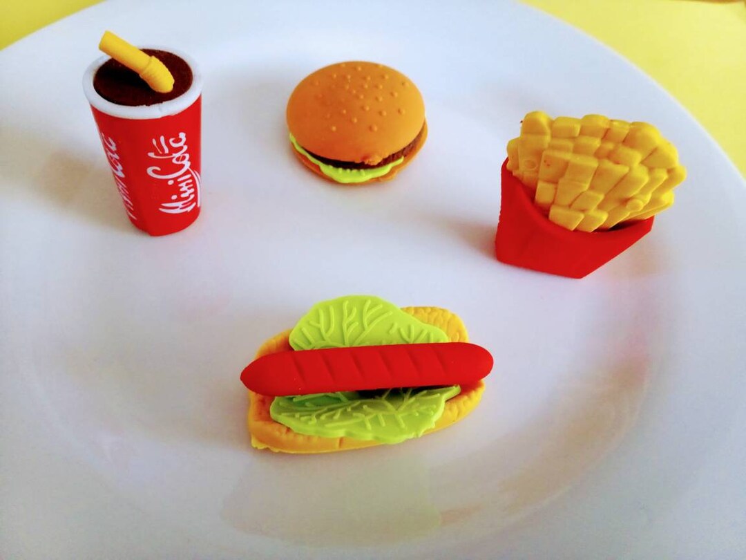 4 Mini Fast Food Erasers Rubbers Boys Girls Kids Party Loot - Etsy
