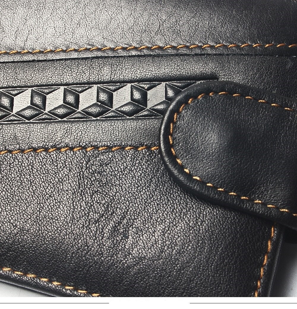 Geometric Embossing Wallet Genuine Natural Leather Purse Soft - Etsy