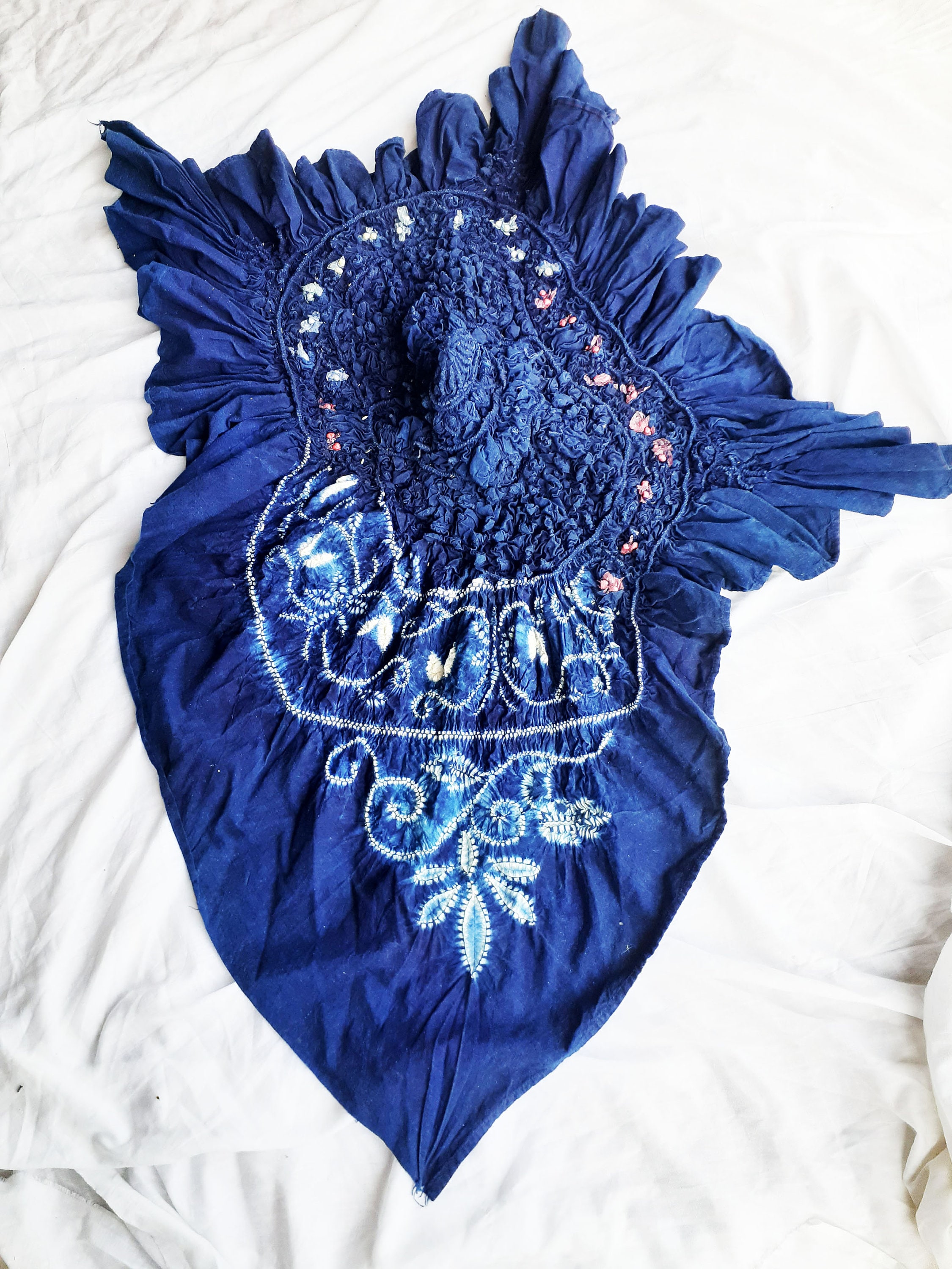 Large Bai Shibori (stitched) and Tie Dye Indigo Dyed Cloth With ...