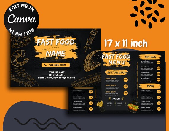 PRINTABLE Street Food Menu Template Fast Food Menu | Etsy