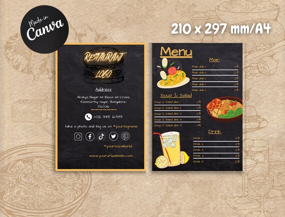 PRINTABLE Street Food Menu Template Restaurant Menu | Etsy