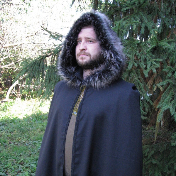 Black Cloak With Fur for Men - Etsy