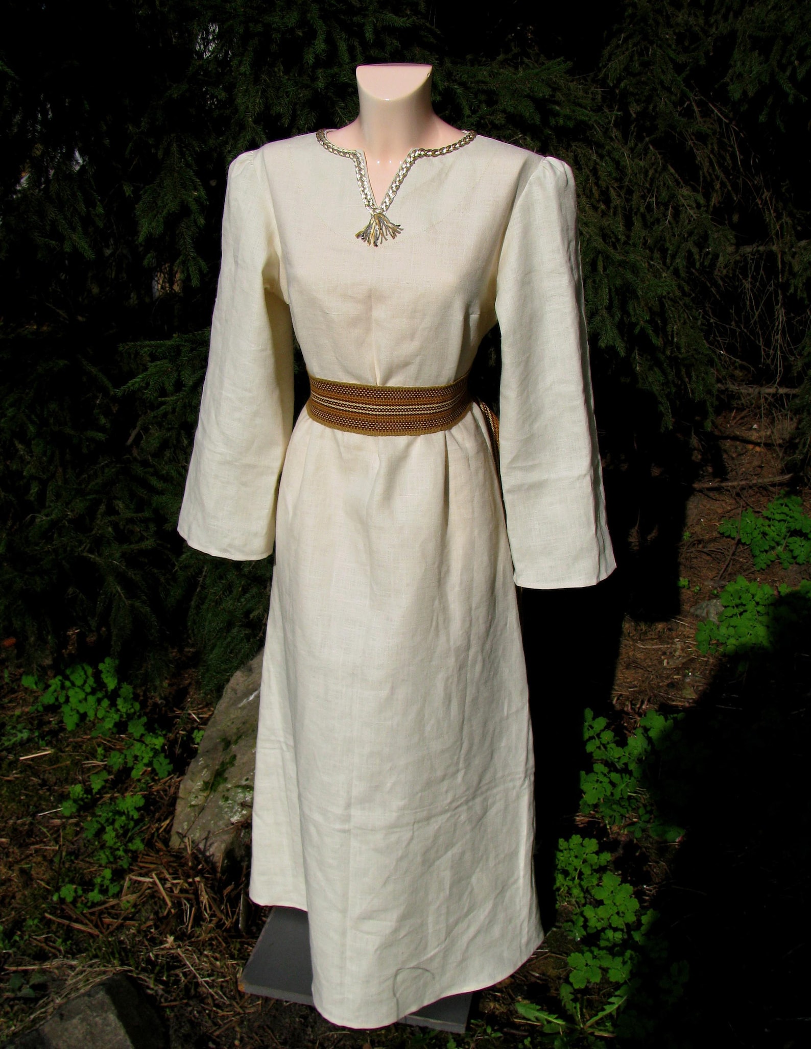 Viking Linen Kirtle Dress Long Medieval Linen Underdress Pagan - Etsy