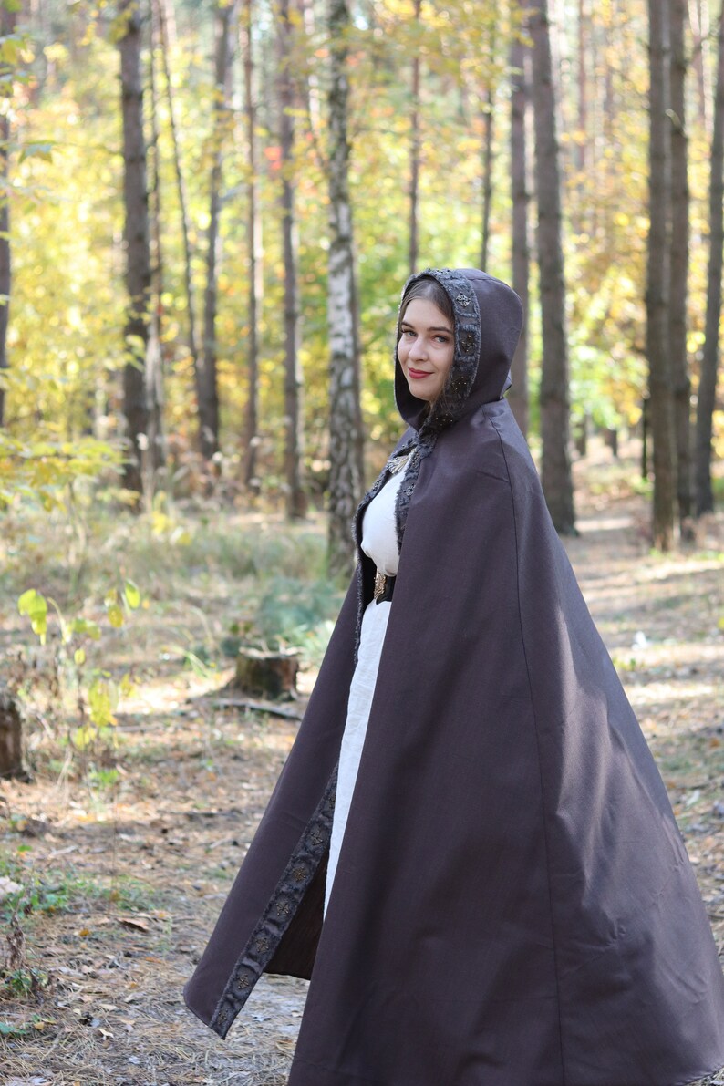 Brown Hooded Cloak Wool Hooded Viking Cape With Beautiful - Etsy
