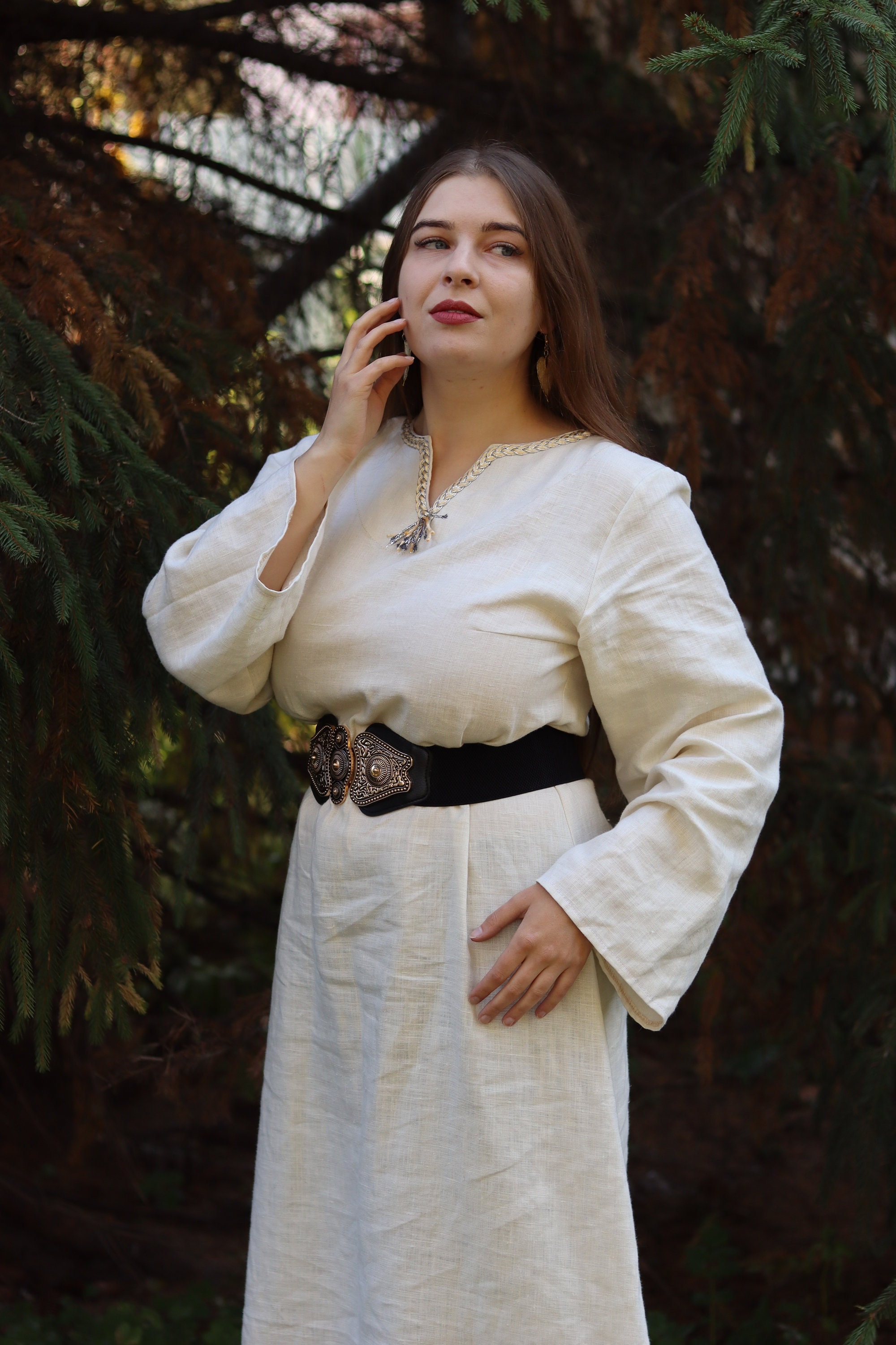 Viking Linen Kirtle Dress Long Medieval Linen Underdress Pagan - Etsy