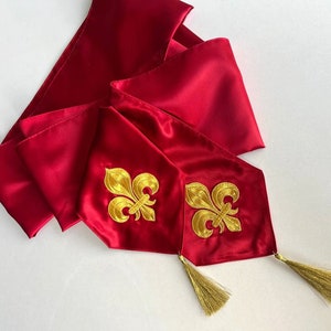 Red Pirate Sash With Gold Tassels Extra Wide and Long Silk Belt ...