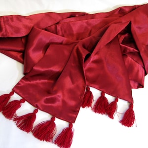 Red Santa's Sash With Golden Tassels, Silk Belt for Santa, Christmas ...