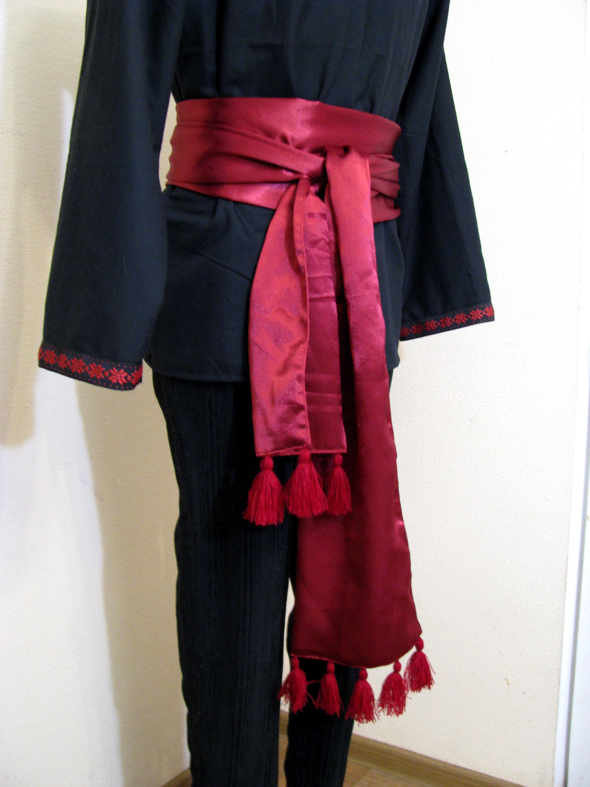 Scarlet Red Pirate Sash With Tassels Extra Wide and Long Silk Belt ...