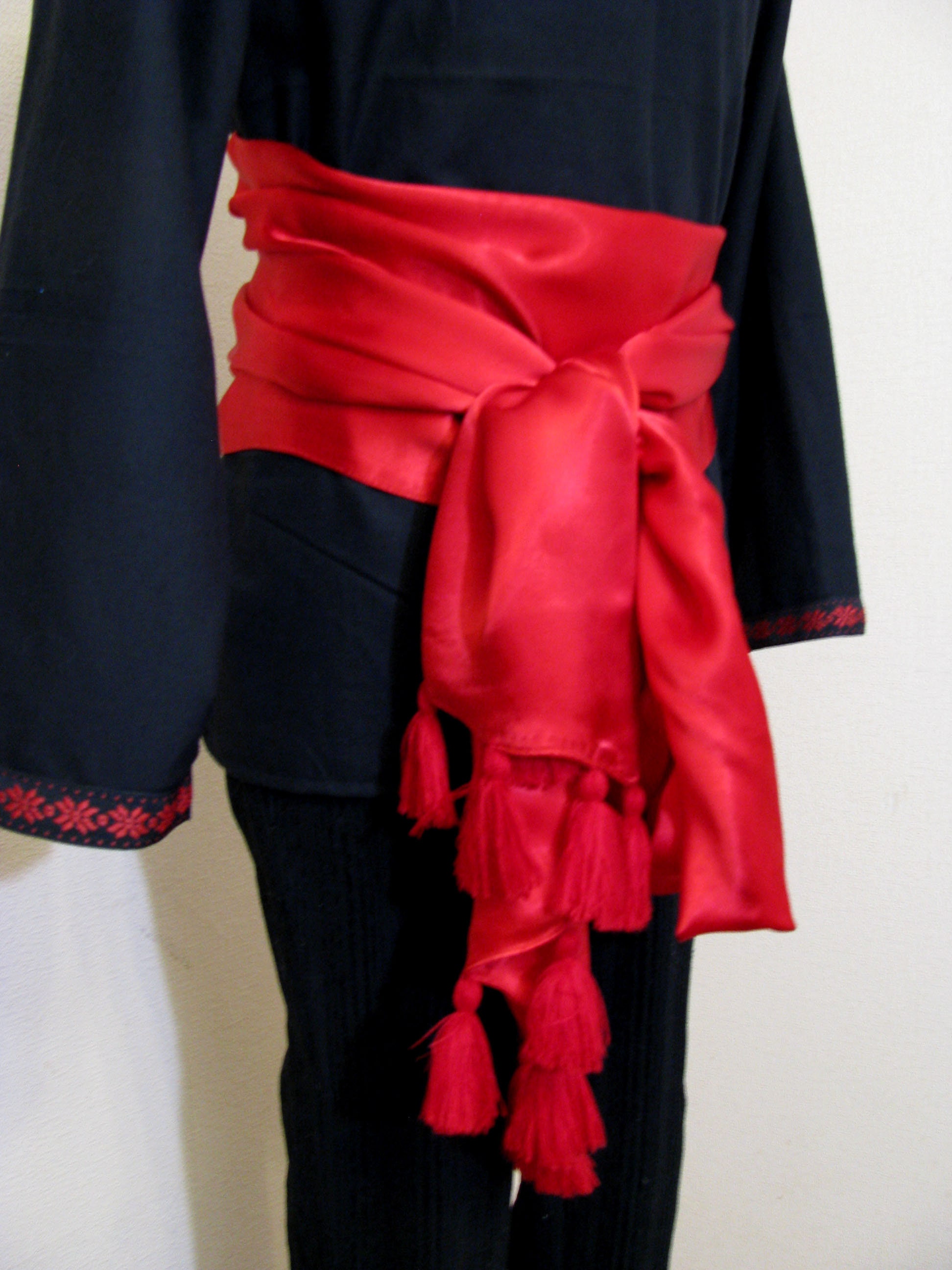 Scarlet Red Pirate Sash With Tassels Extra Wide and Long Silk Belt ...