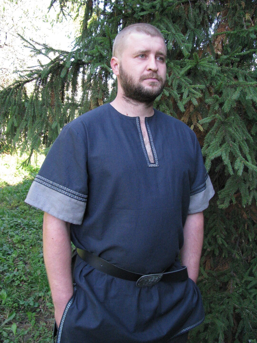 Gray Viking Shirt, Medieval Linen Tunic, Rustic Knight's Dress ...