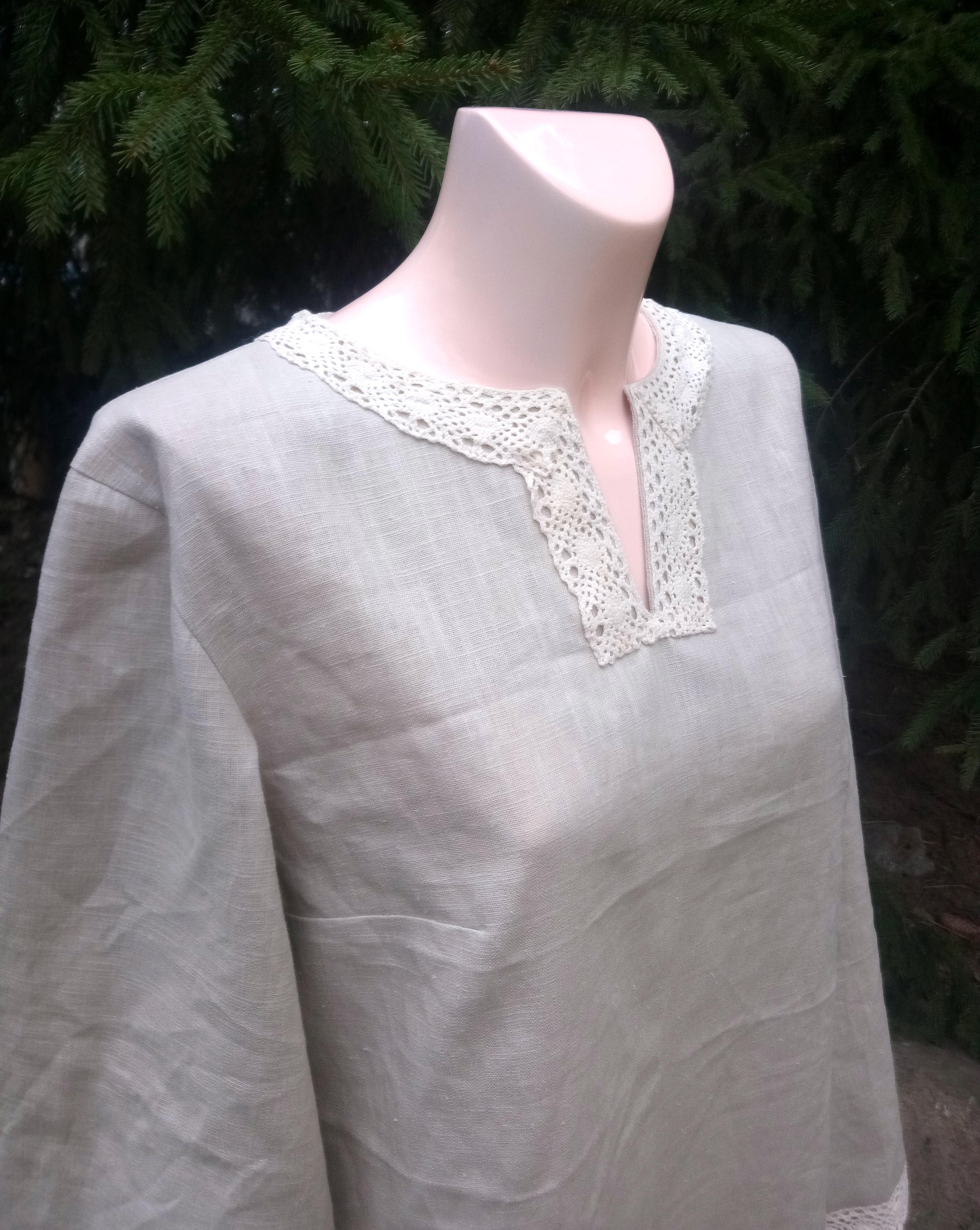 Viking Linen Underdress Long Medieval Tunic Dress Pagan Organic Robe ...