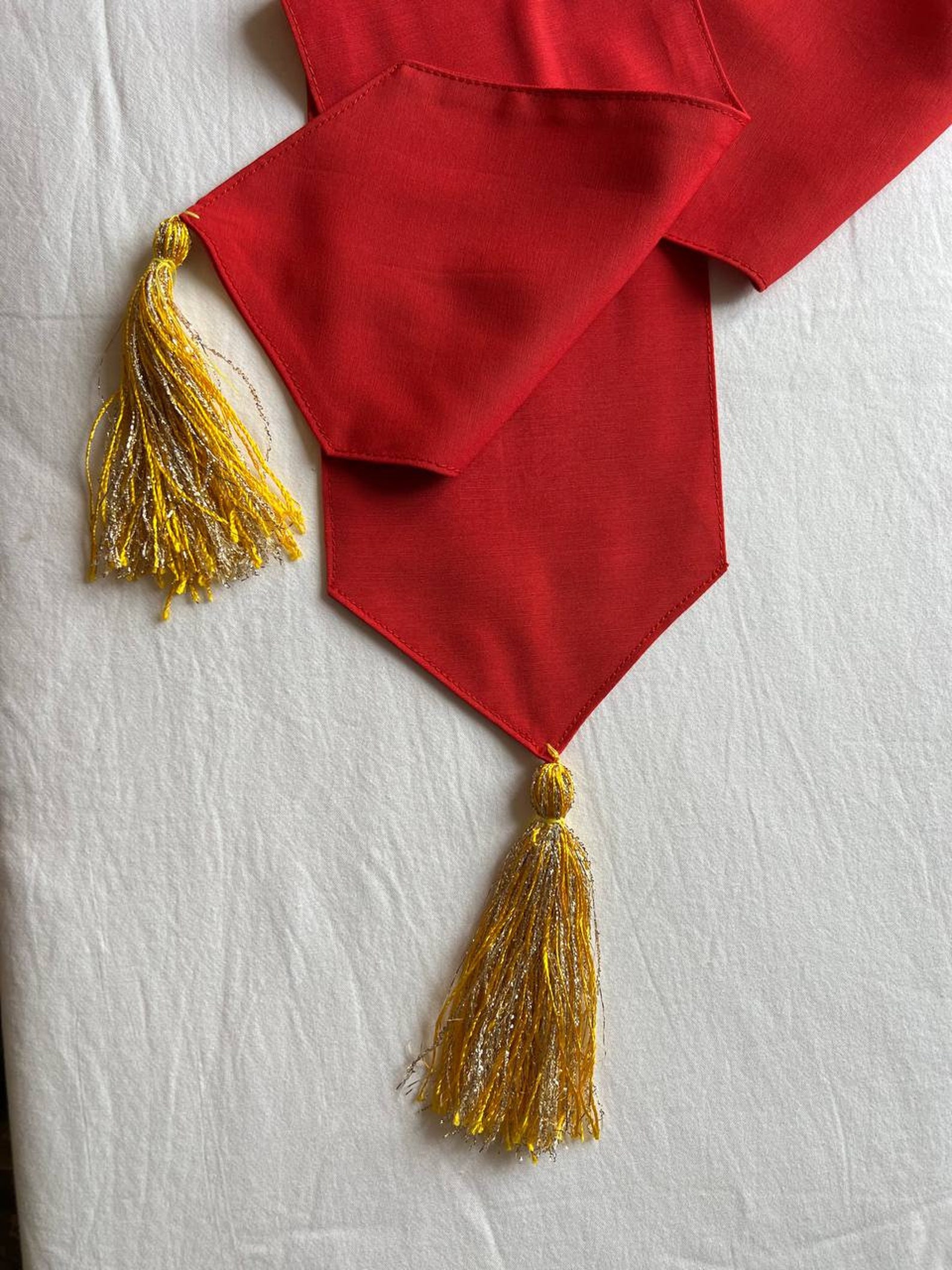Red Santa's Sash With Golden Tassels, Silk Belt for Santa, Christmas ...