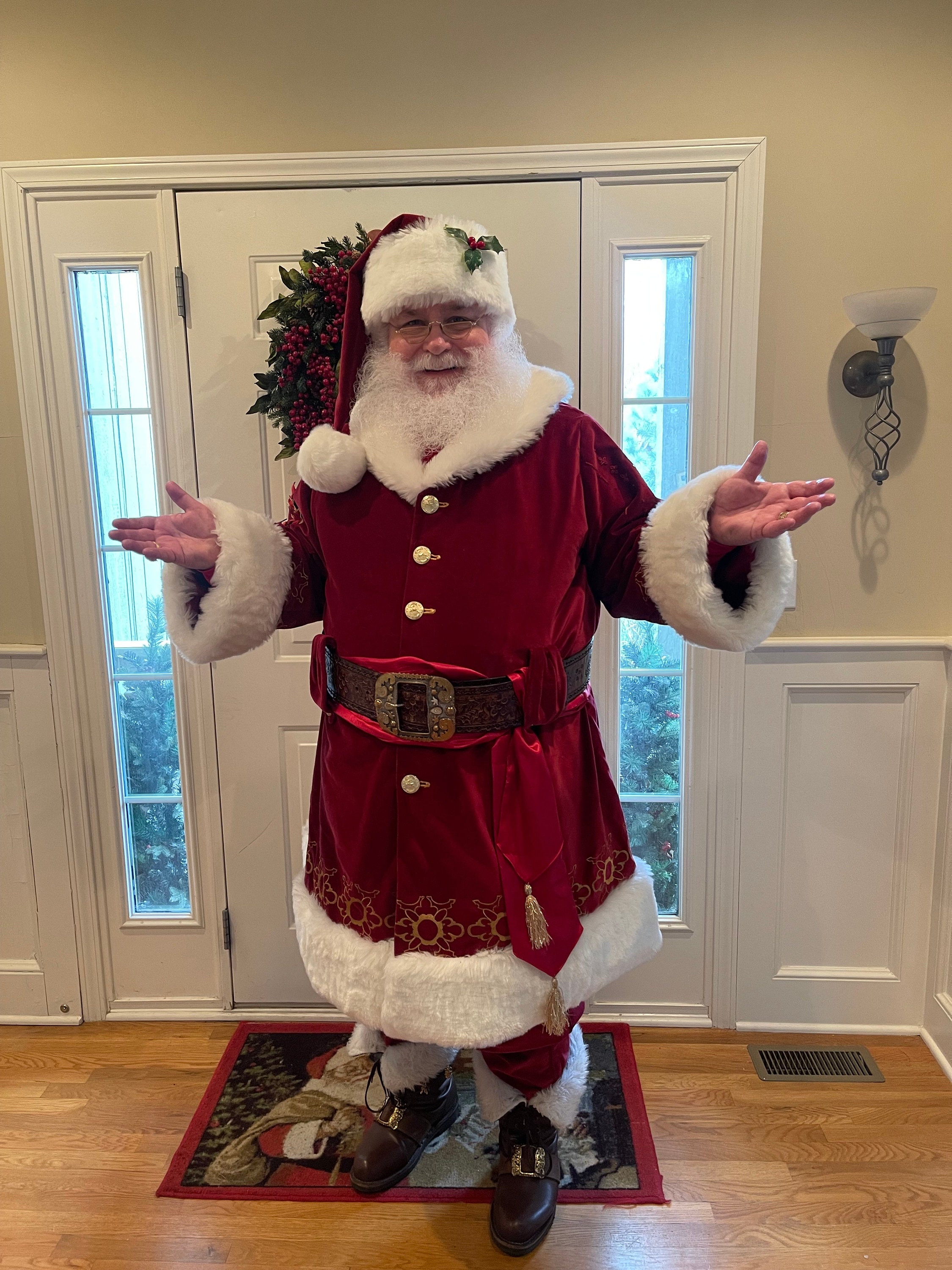 Red Santa's Sash With Golden Tassels, Silk Belt for Santa, Christmas ...