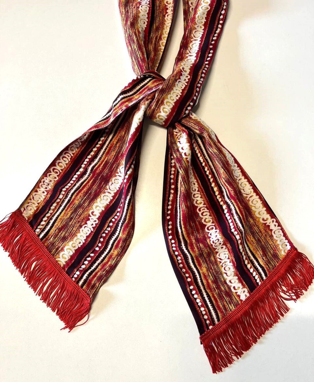 Red and Brown Pirate Sash With Tassels Extra Wide and Long Vegan Silk ...