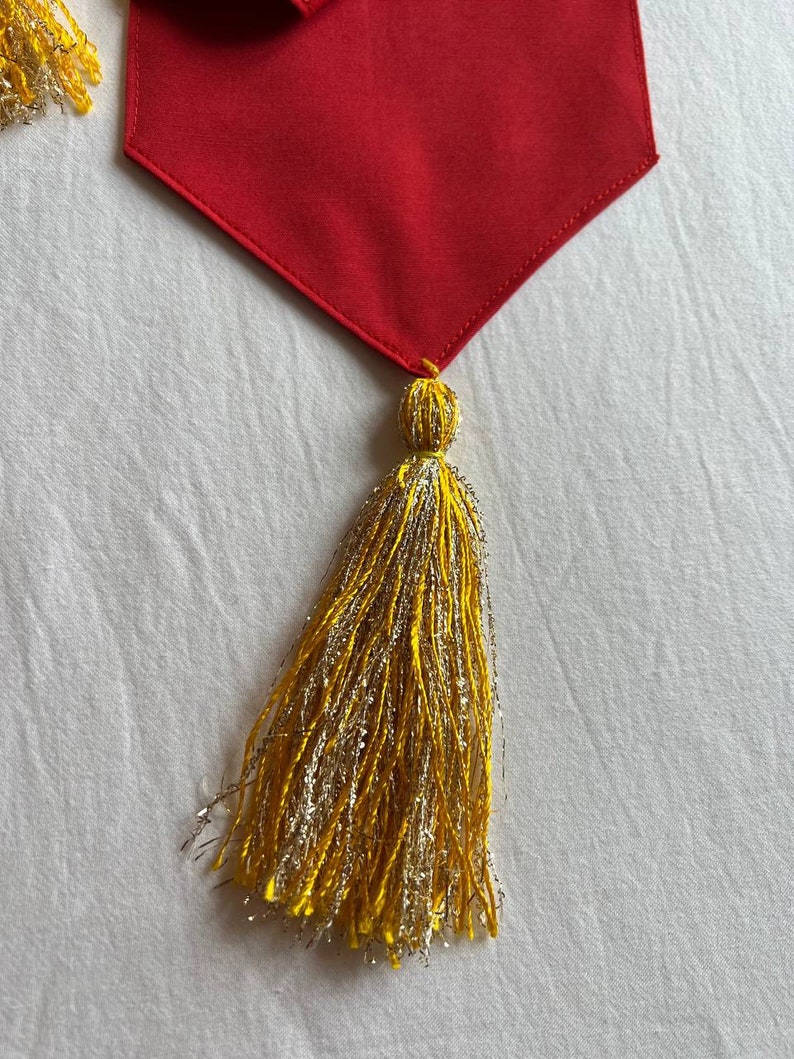 Red Santa's Sash With Golden Tassels, Silk Belt for Santa, Christmas ...