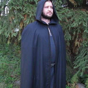 Medieval Cloak for Men Wool Hooded Cape Long Renaissance Cape LARP ...