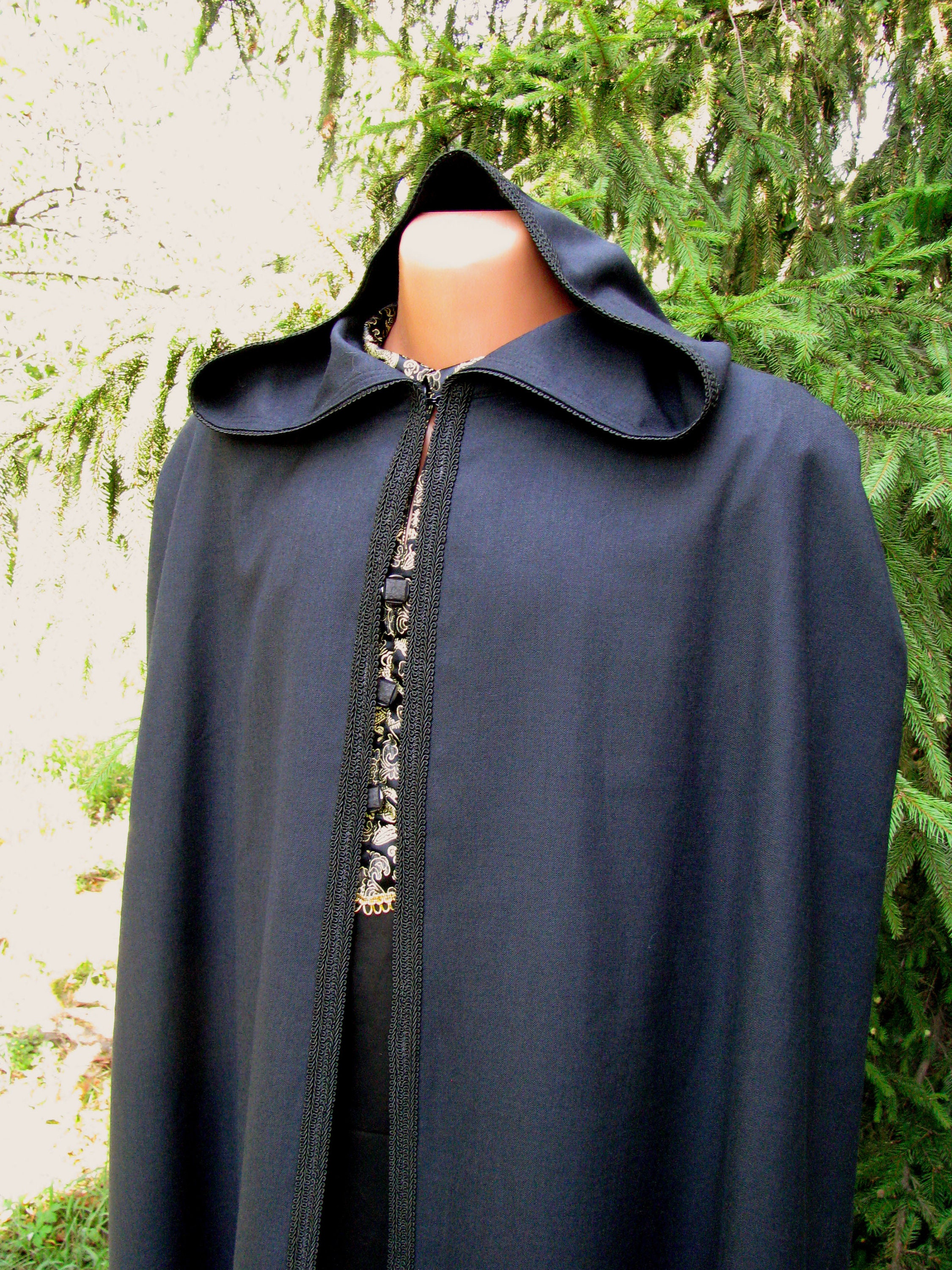 Medieval Cloak for Men Wool Hooded Cape Long Renaissance Cape LARP ...