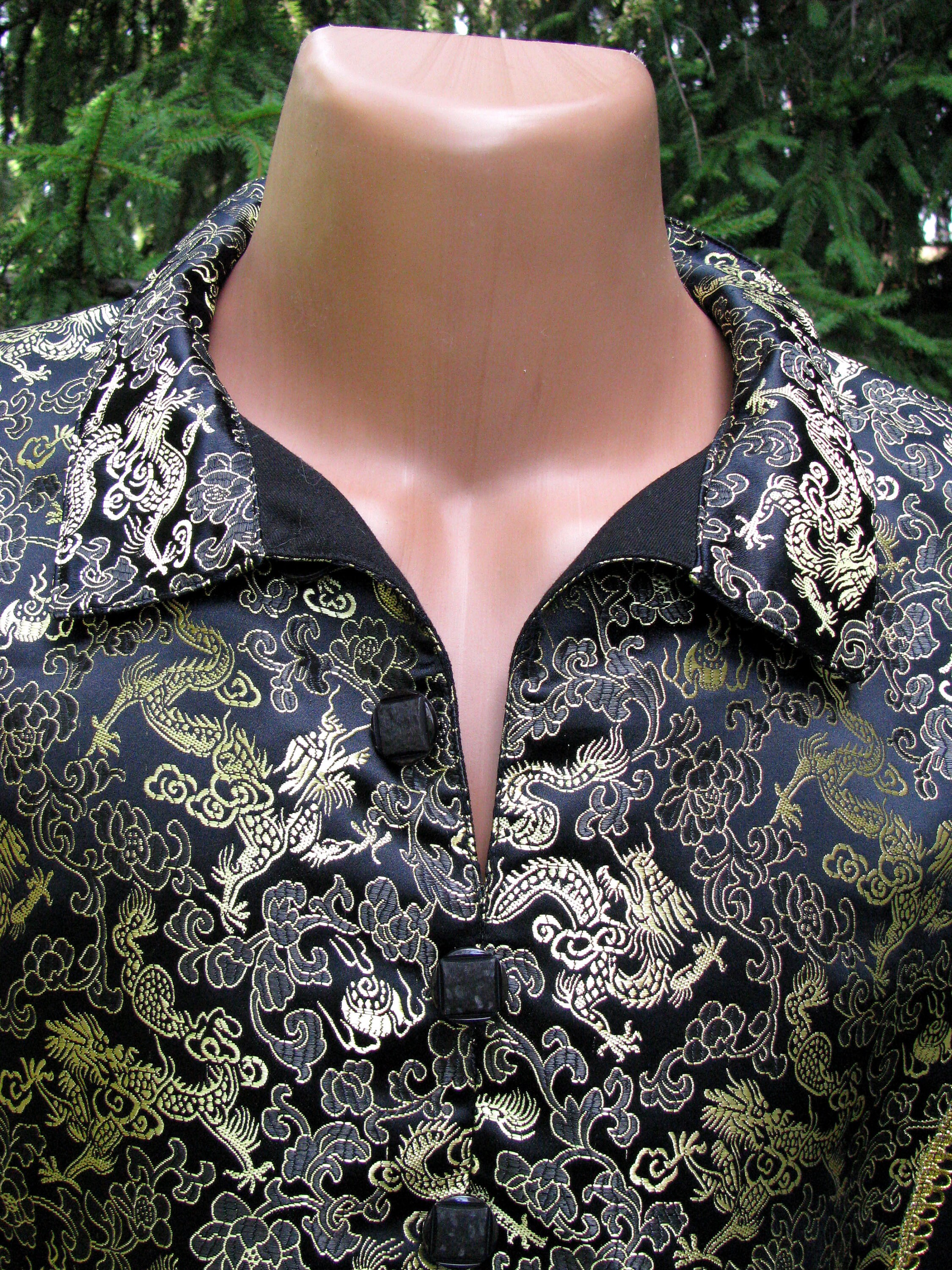 Viking Jarl's Shirt, Black & Gold Royal Tunic, Medieval Costume, Cotton ...