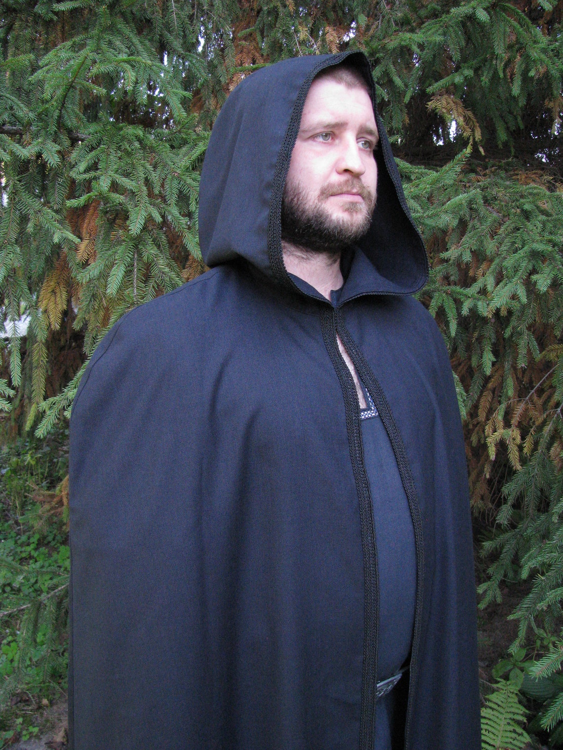 Medieval Cloak for Men Wool Hooded Cape Long Renaissance Cape LARP ...