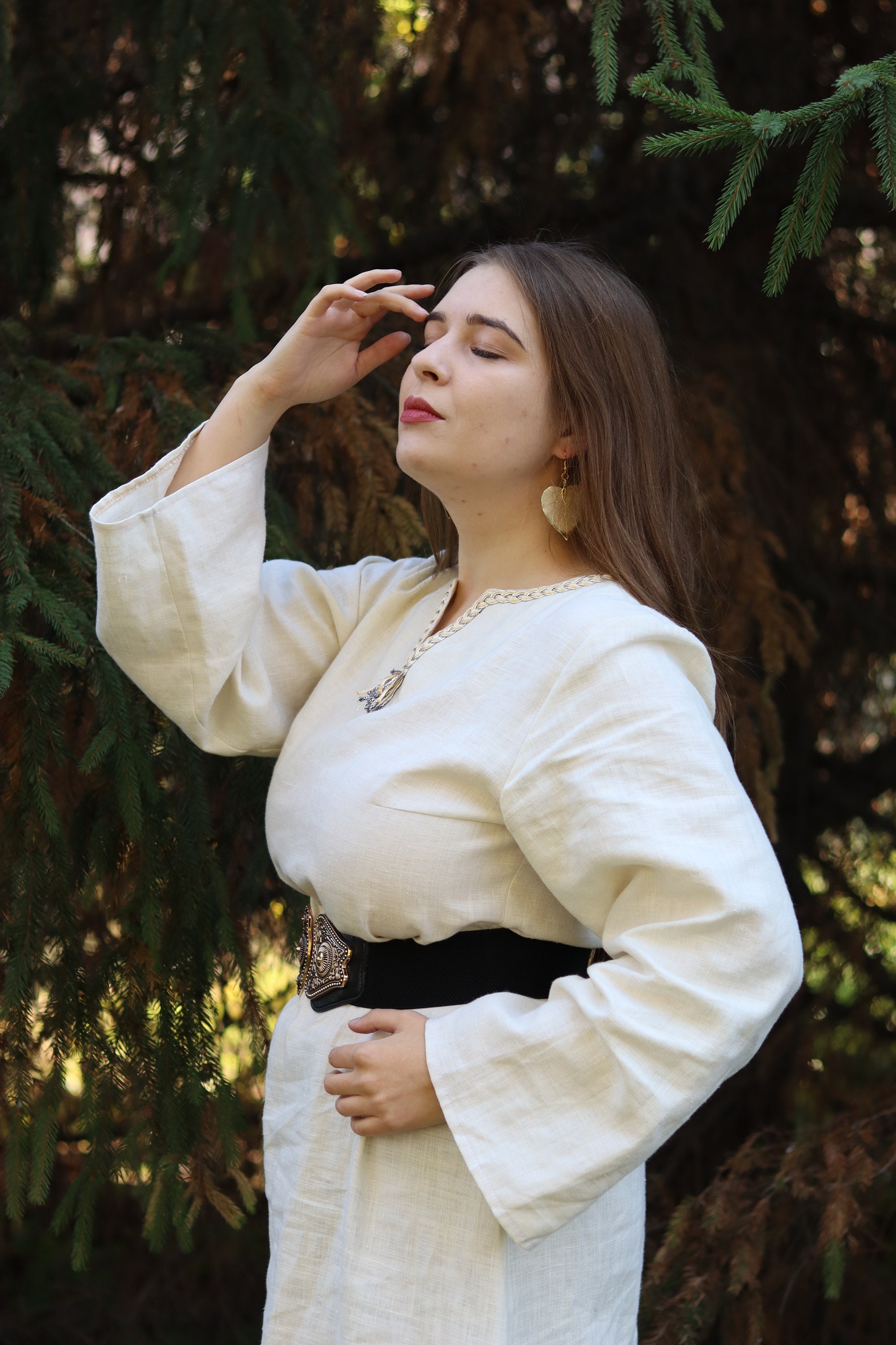 Viking Linen Kirtle Dress Long Medieval Linen Underdress Pagan - Etsy