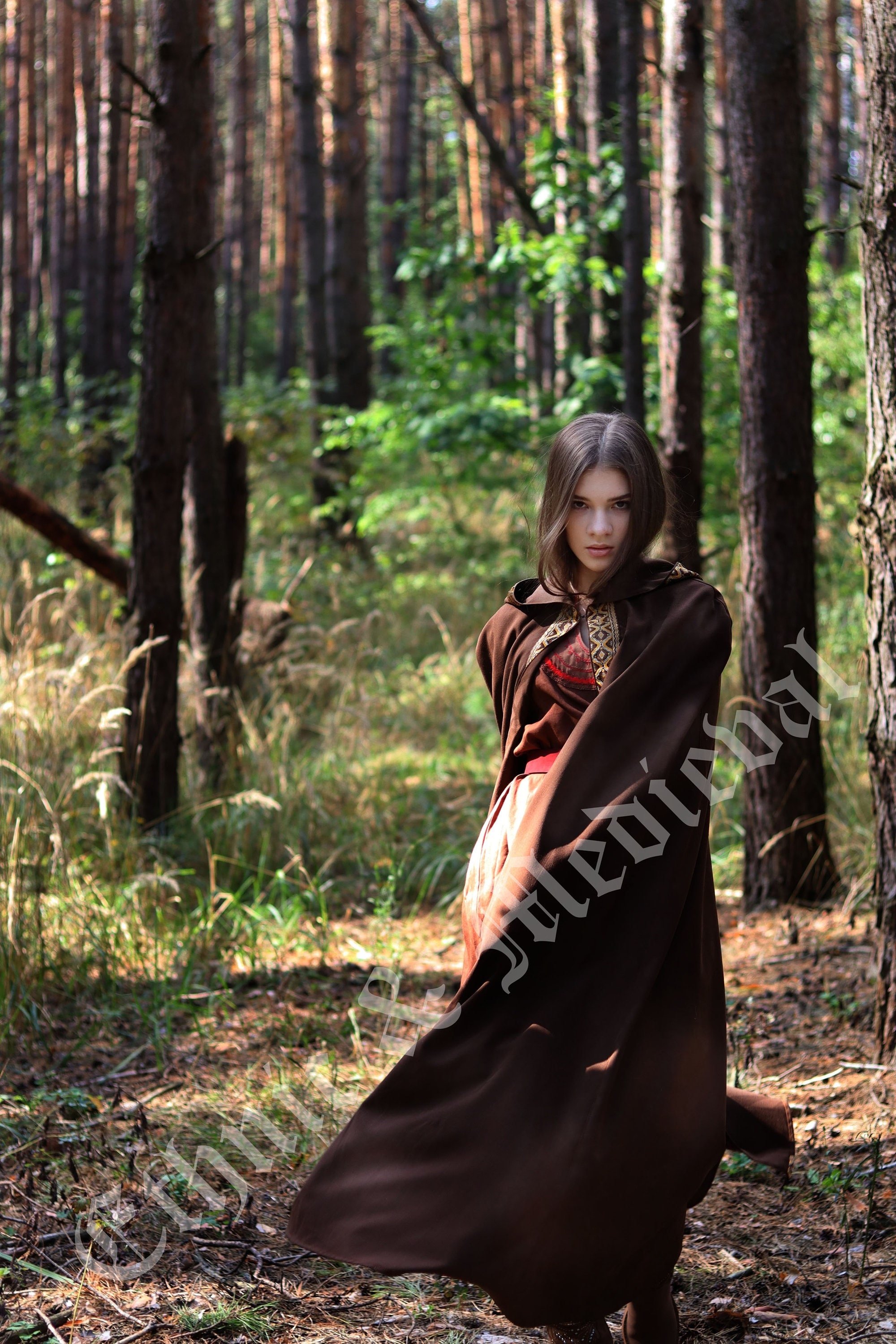 Brown Hooded Viking Cloak Wool Shieldmaiden's Cape With - Etsy
