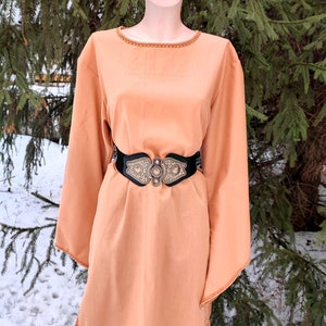 Beige Medieval Tunic for Women, Cotton Viking Shirt With Trim ...