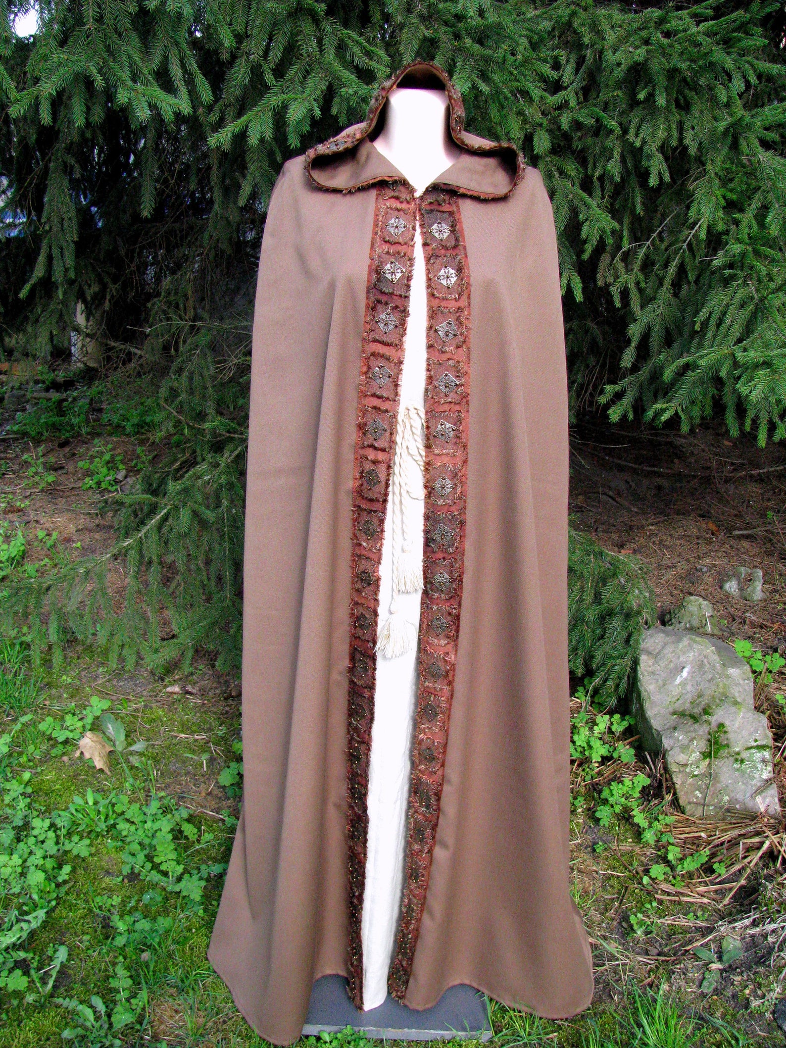 Black Elven Cloak With Lace Embellishment Renaissance Hooded - Etsy