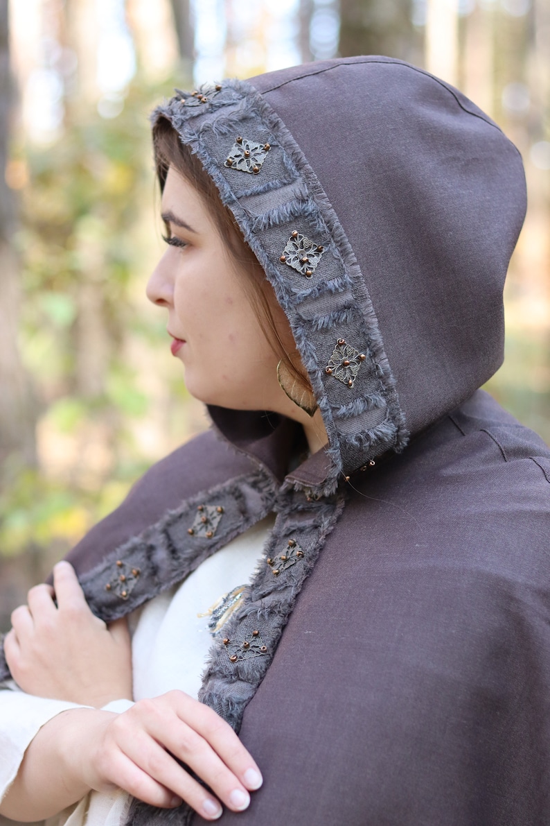 Brown Hooded Cloak Wool Hooded Viking Cape With Beautiful - Etsy