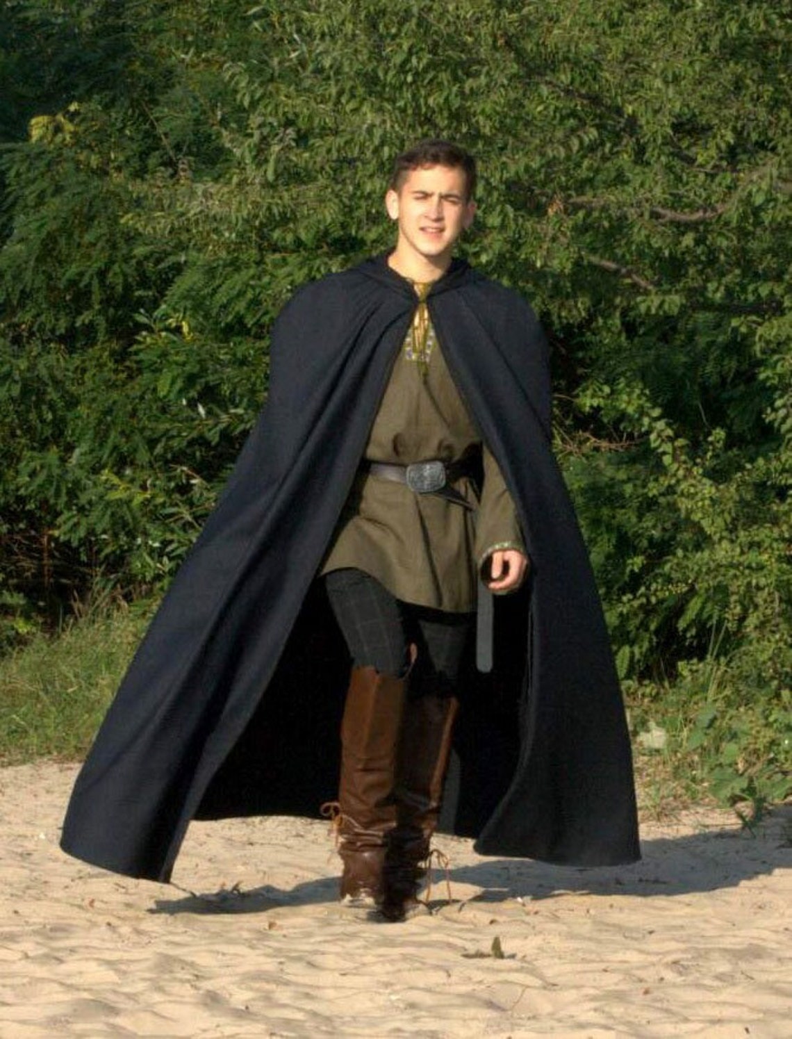 Medieval Cloak for Men Wool Hooded Cape Long Renaissance Cape LARP ...