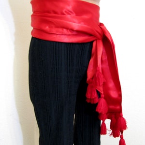 Scarlet Red Pirate Sash With Tassels Extra Wide and Long Silk | Etsy