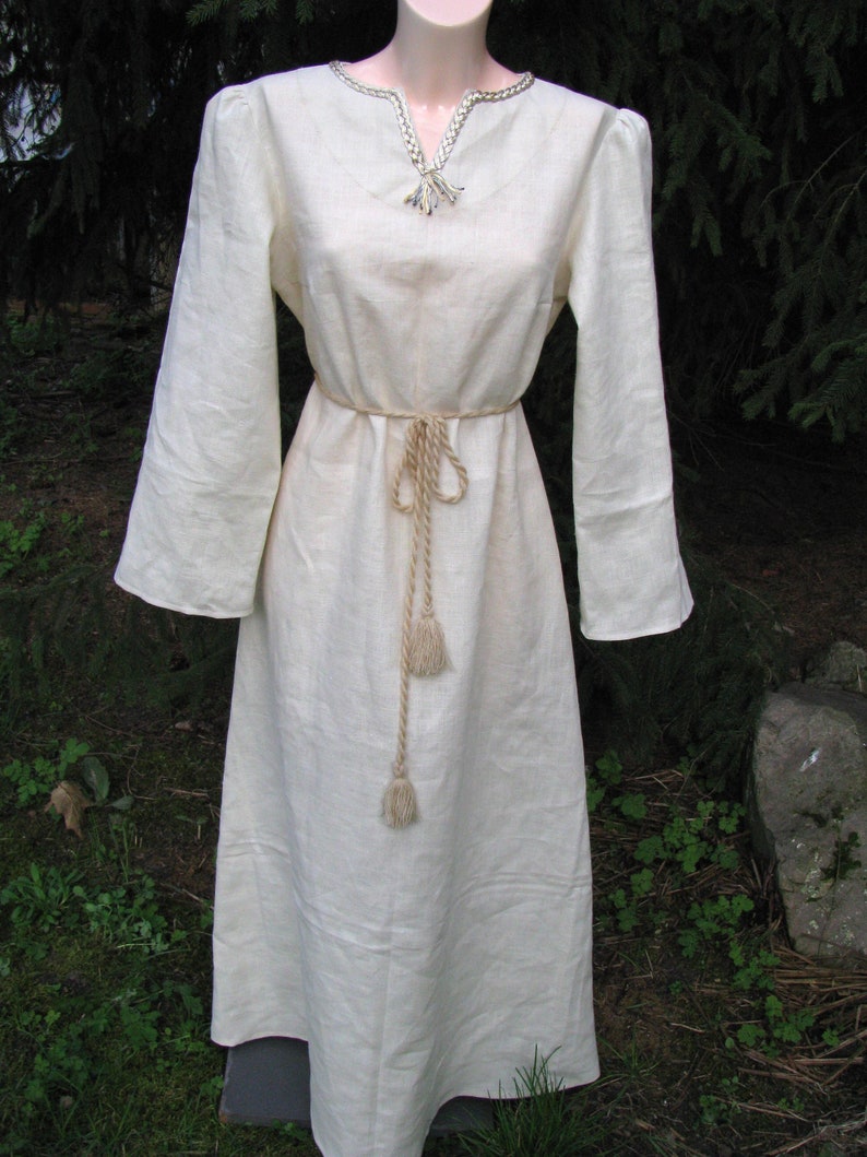 Viking Linen Kirtle Dress Long Medieval Linen Underdress Pagan - Etsy