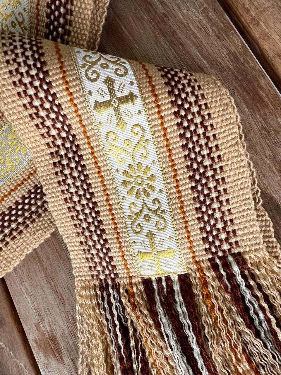 Christian Hand Woven Belt, Wide 4" Prayer Belt, Burgundy & Gold ...