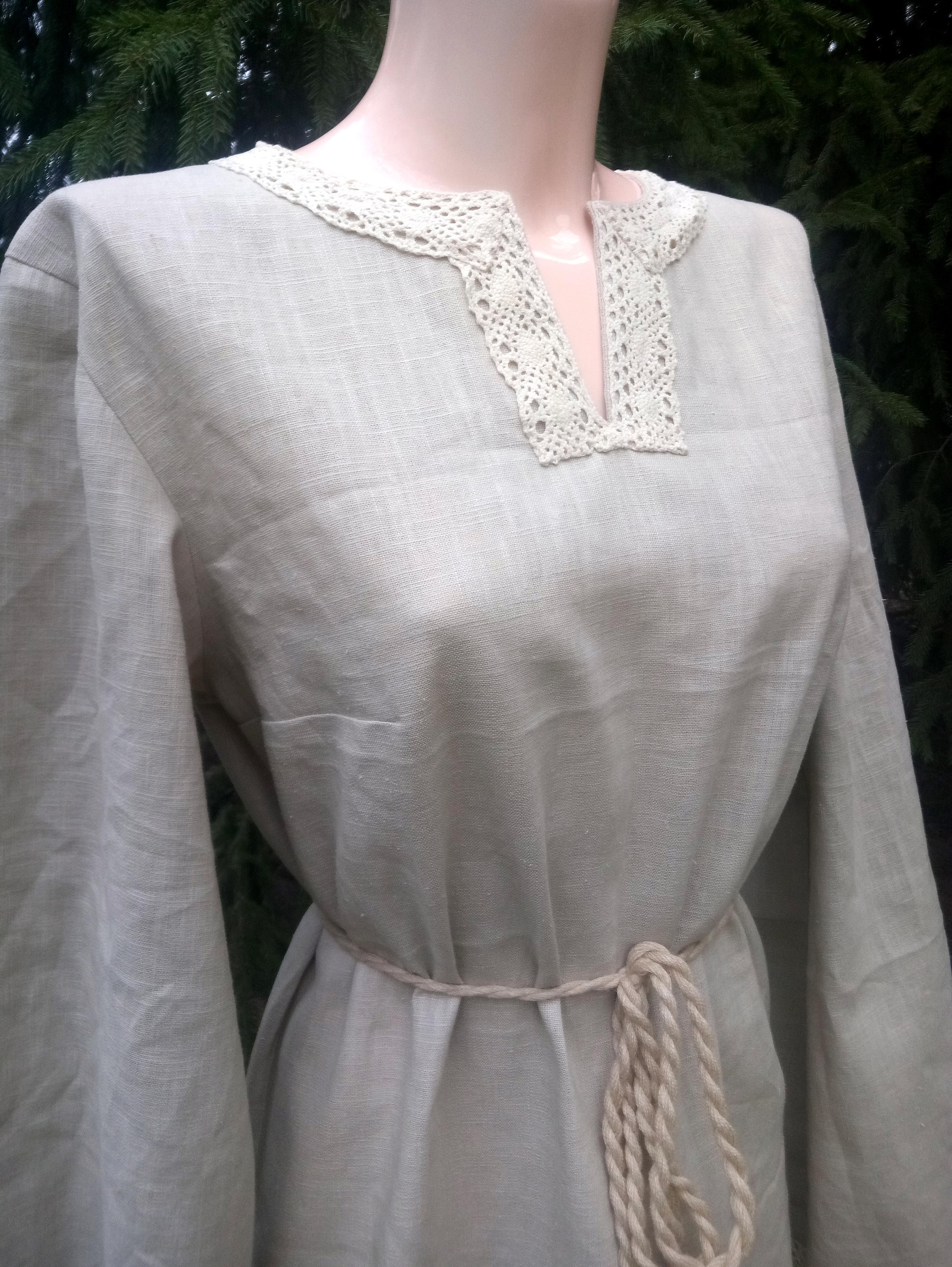 Viking Linen Underdress Long Medieval Tunic Dress Pagan Organic Robe ...