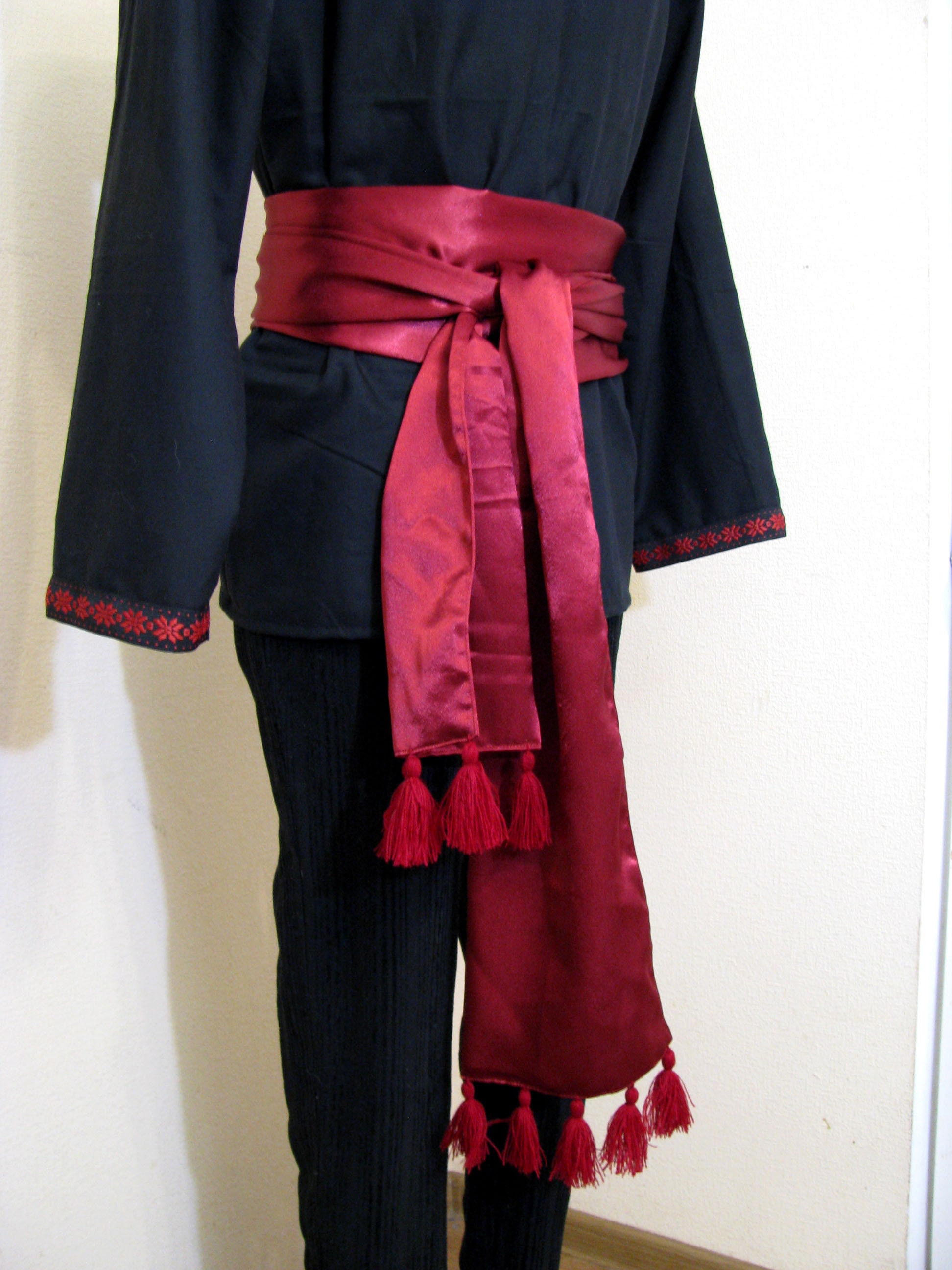 Cherry Red Pirate Sash, Vegan Silk Tassel Belt, Renaissance Costume - Etsy