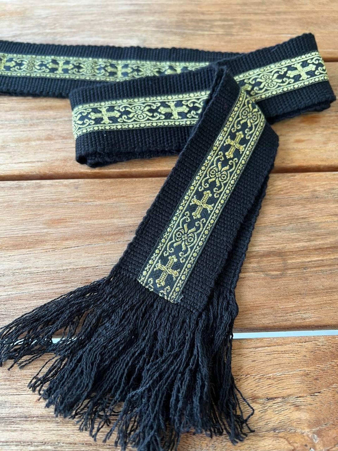 Black Christian Prayer Belt, 2" Wide Hand Woven Sash, Catholic Sash - Etsy