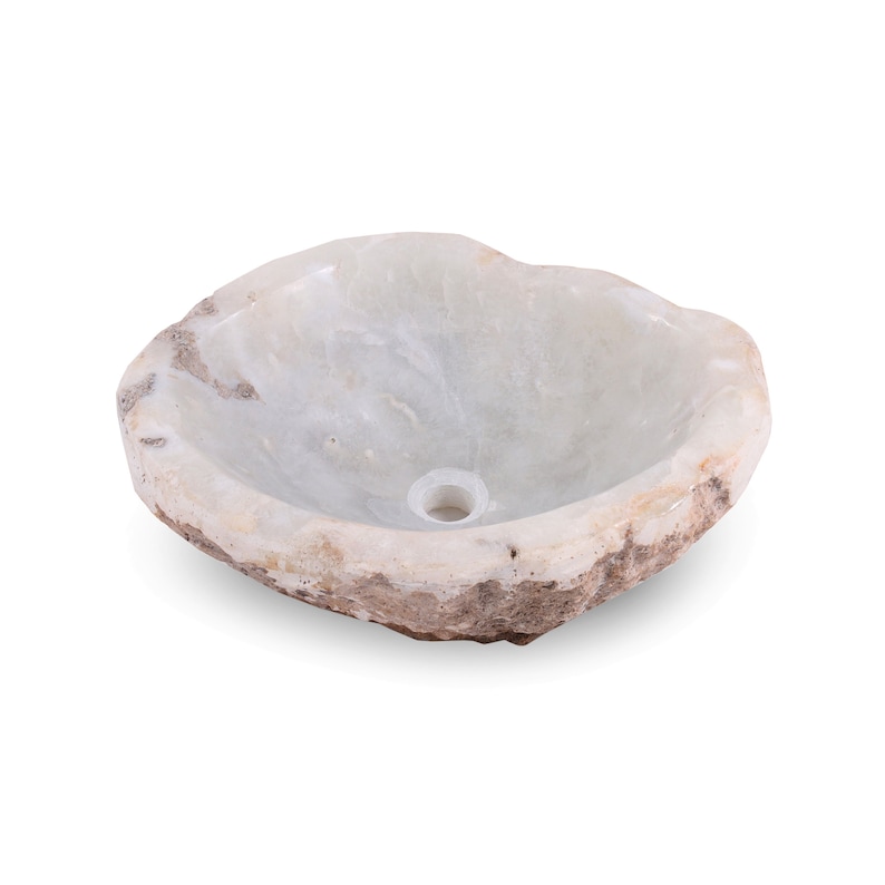 All Natural Large Crystal White Agate Vessel Sink Handmade for Rustic ...