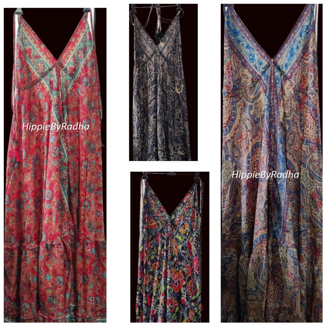 Lots of Indian Women Silk Halter Sundress Freesize Made From Upcycled ...
