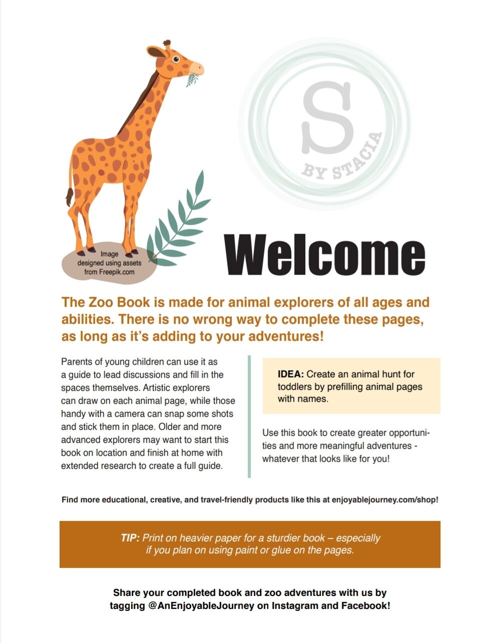 The Zoo Book - A DIY Adventure Guide (make Your Own Printable ...
