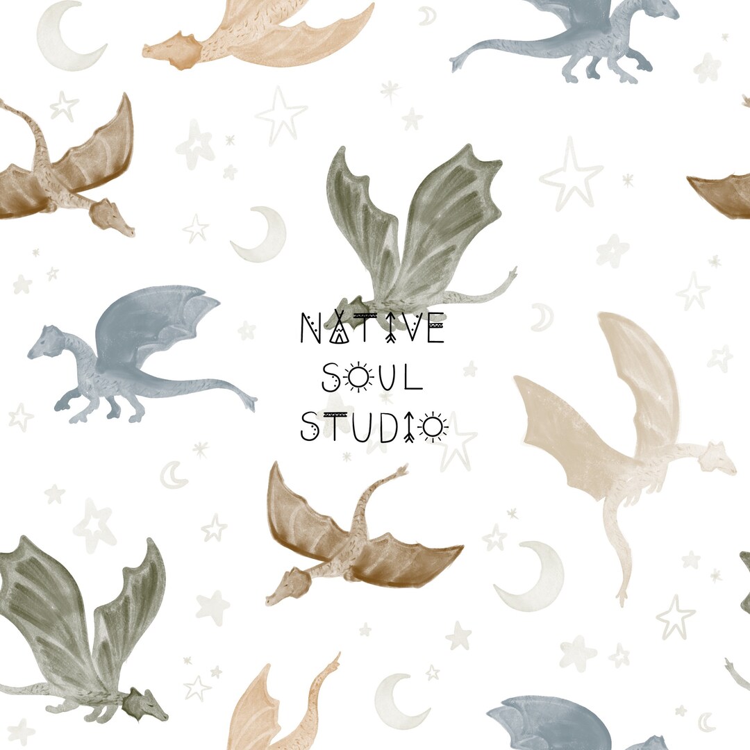 Dragon Watercolour Seamless Pattern Tile, Fabric Design, Surface ...