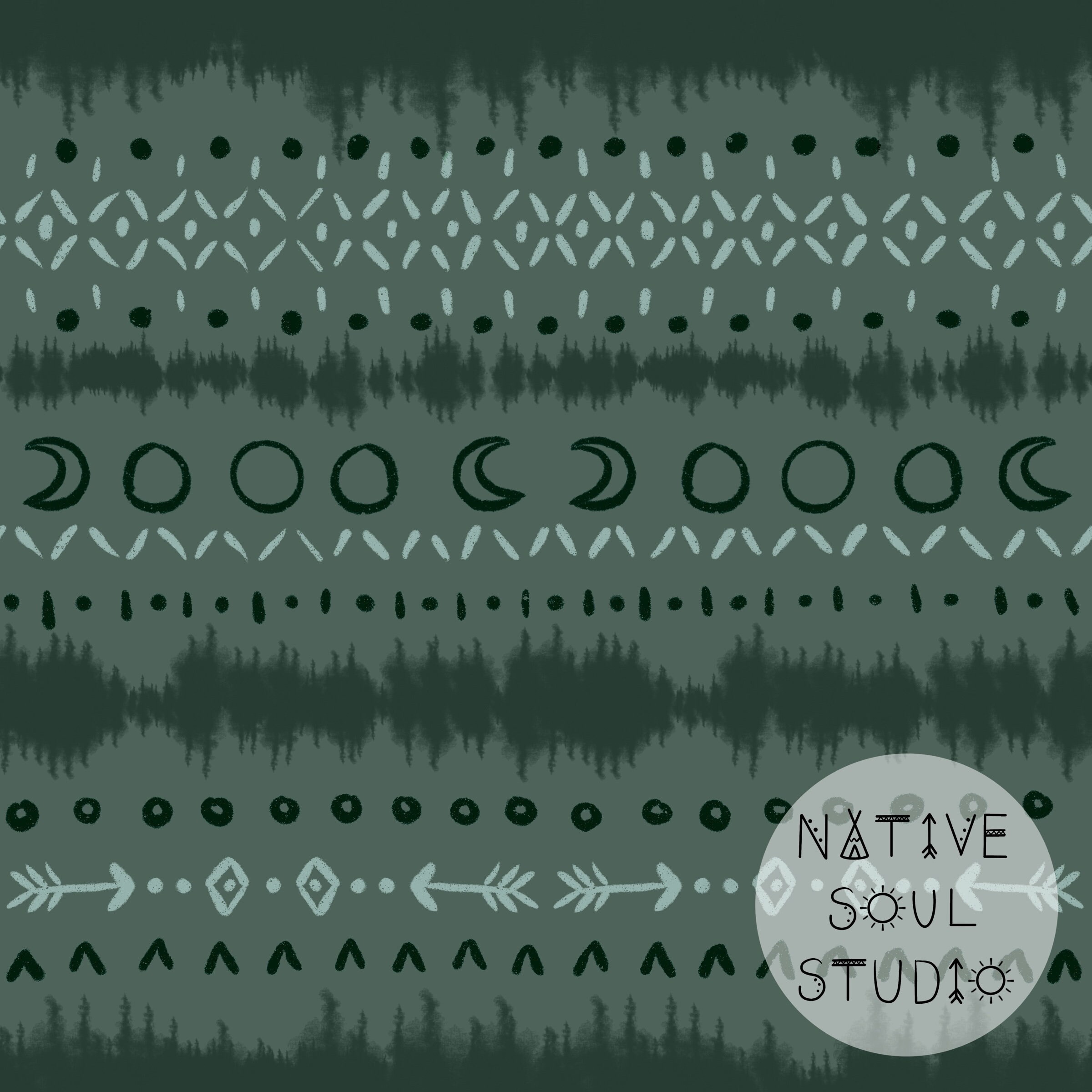 Clip Art & Image Files Moon Seamless Pattern Digital File Drip Moon ...