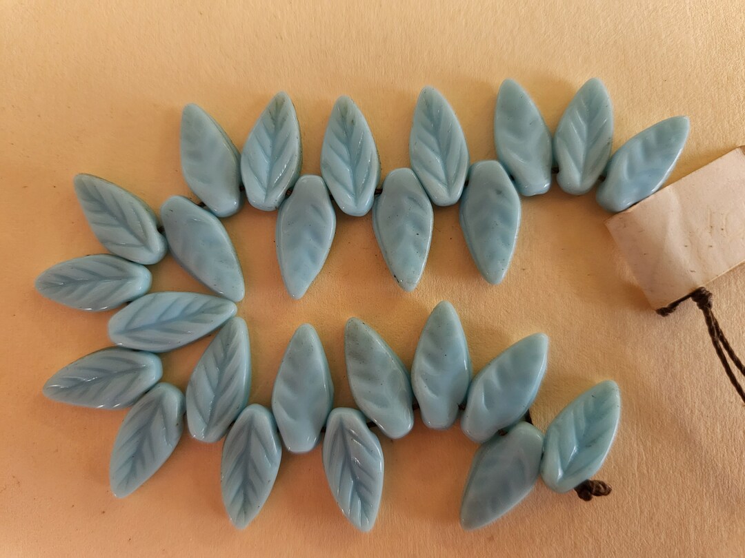 25 Piece Strand of Blue Leaves - Etsy