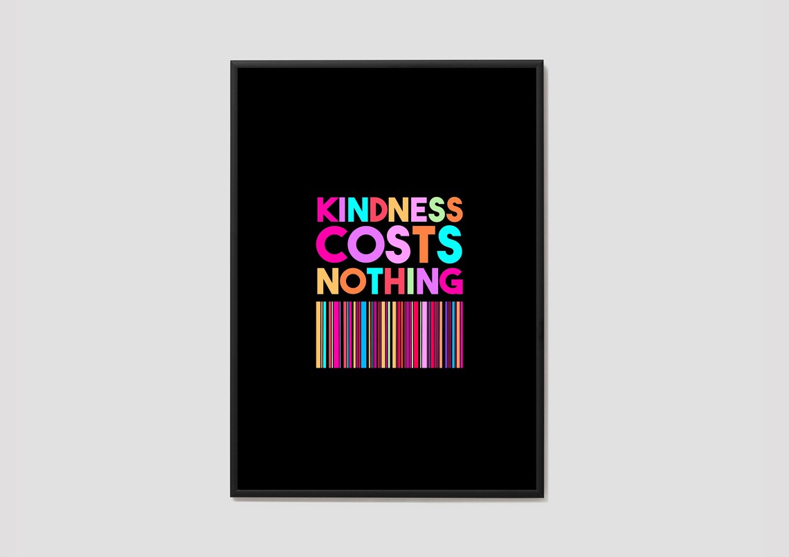 Kindness Costs Nothing Print / Be Kind Wall Art / Positivity Print ...