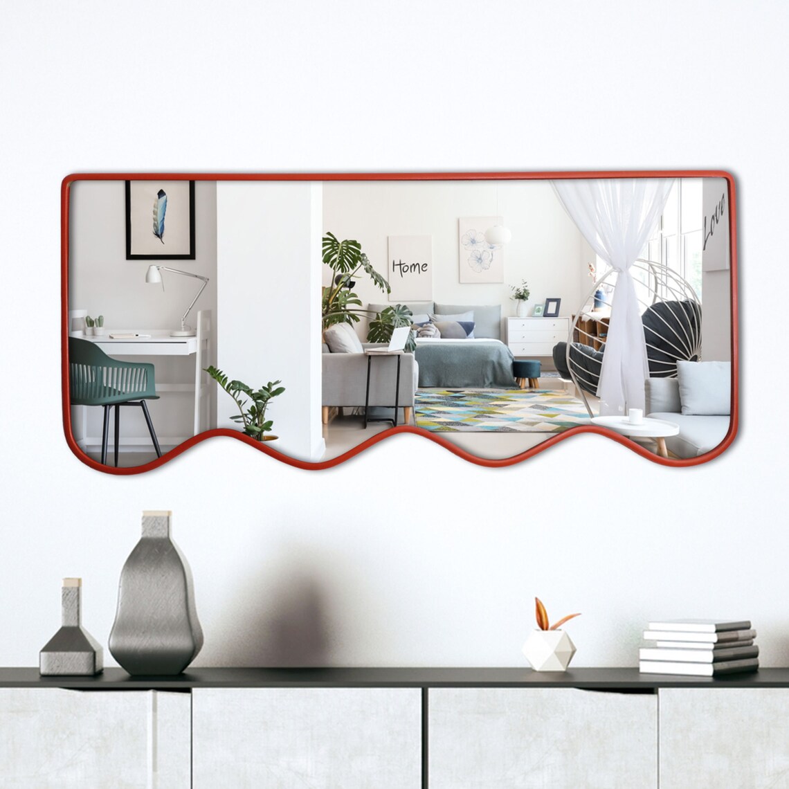 Asymmetric Wavy Mirror Large Decorative Mirror Entrwavy - Etsy