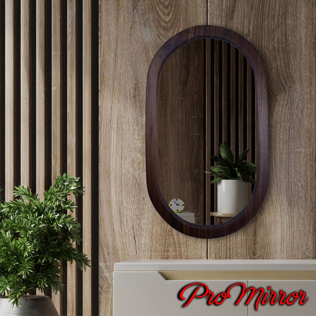 Organic Shape Mirror, Walnut Mirror, Walnut Framed Mirror, Farmhouse ...